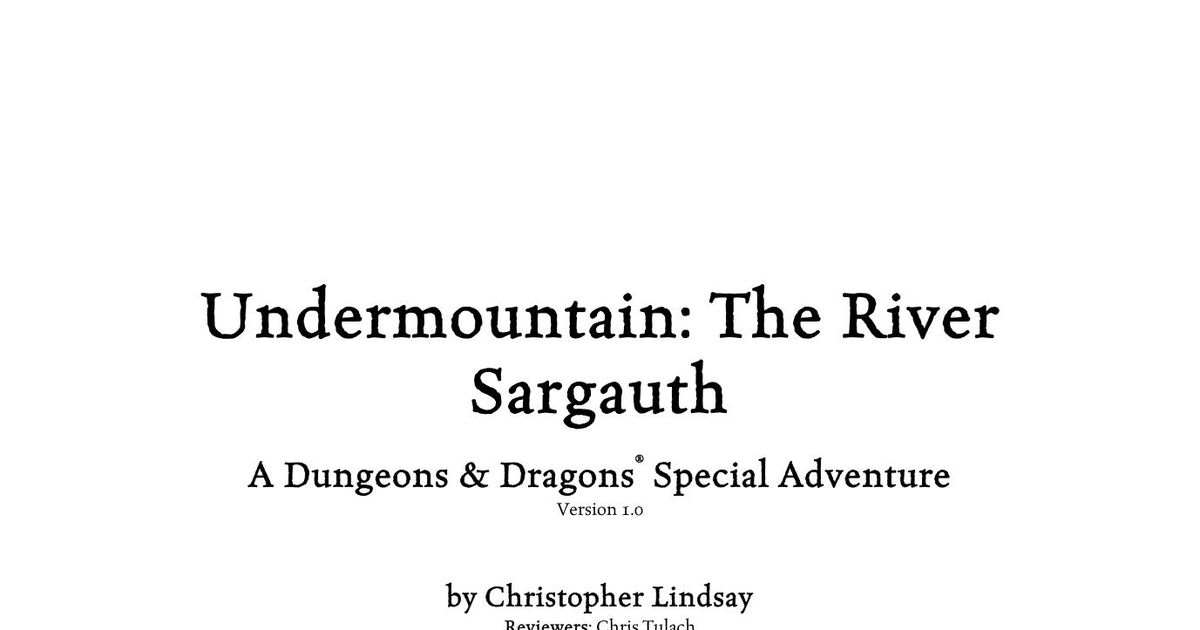 Undermountain Adventures: The River Sargauth | RPG Item | RPGGeek