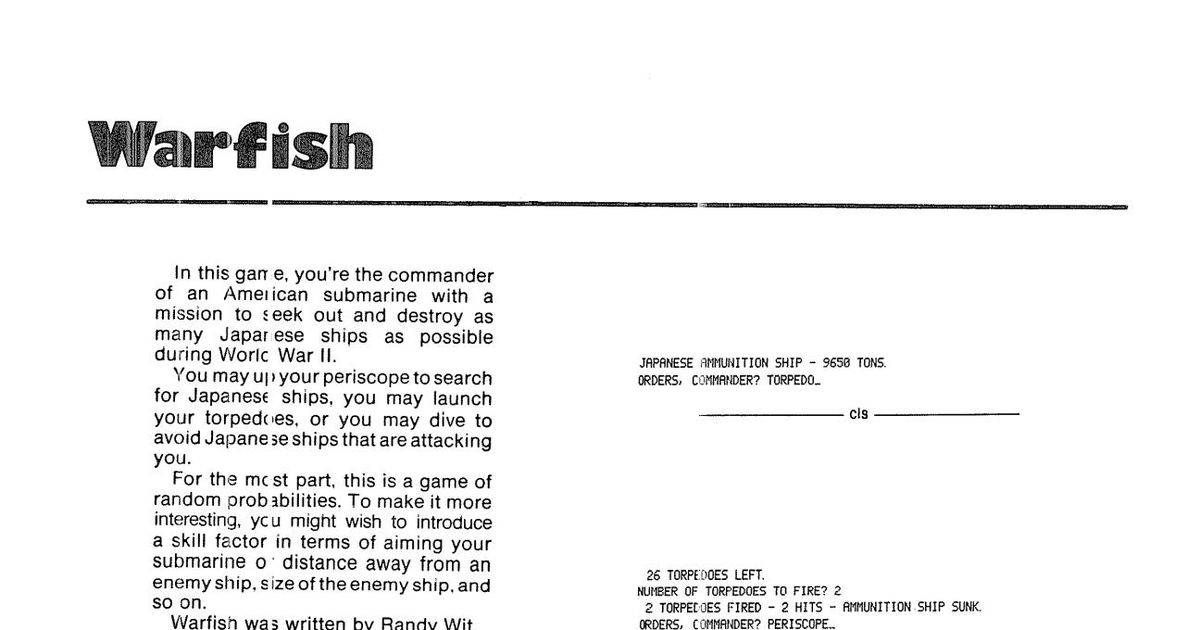 Warfish | Video Game | VideoGameGeek