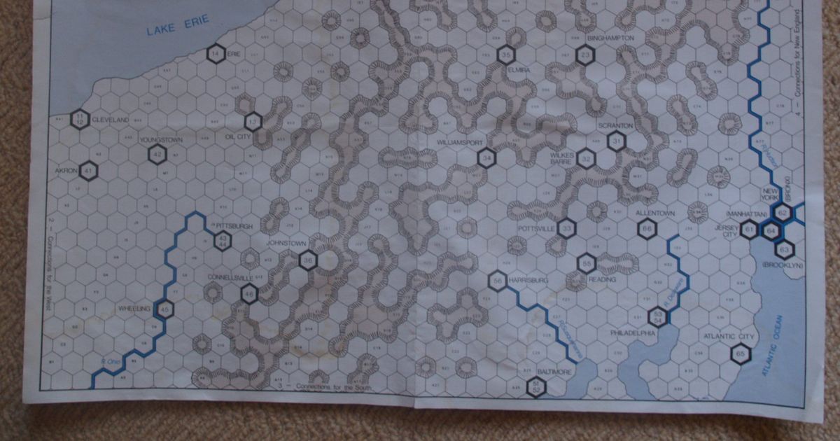 Railway Rivals Map E: Atlantic and Lake Erie | Board Game | BoardGameGeek