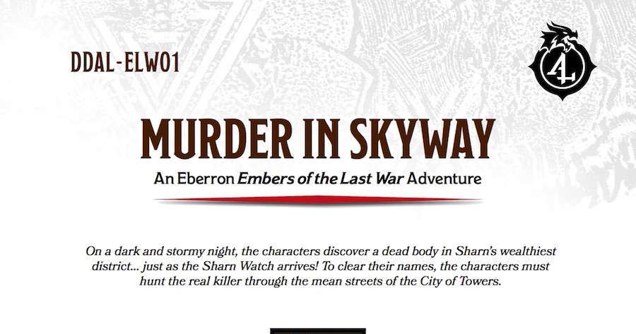 DDAL-ELW01: Murder in Skyway | RPG Item | RPGGeek