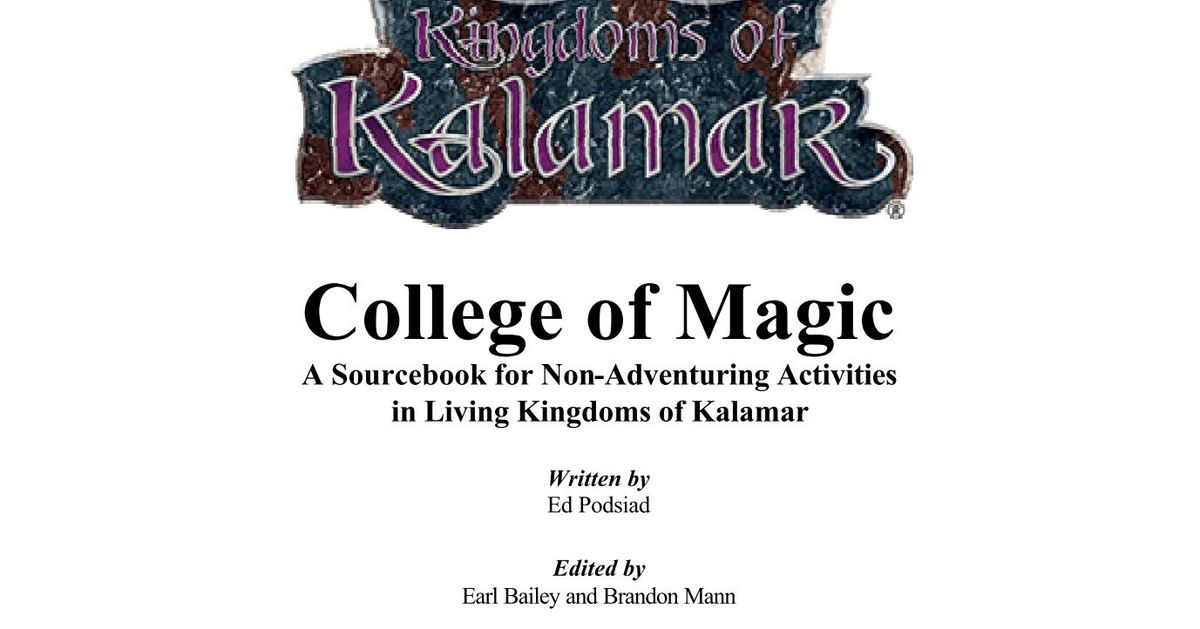 College of Magic | RPG Item | RPGGeek