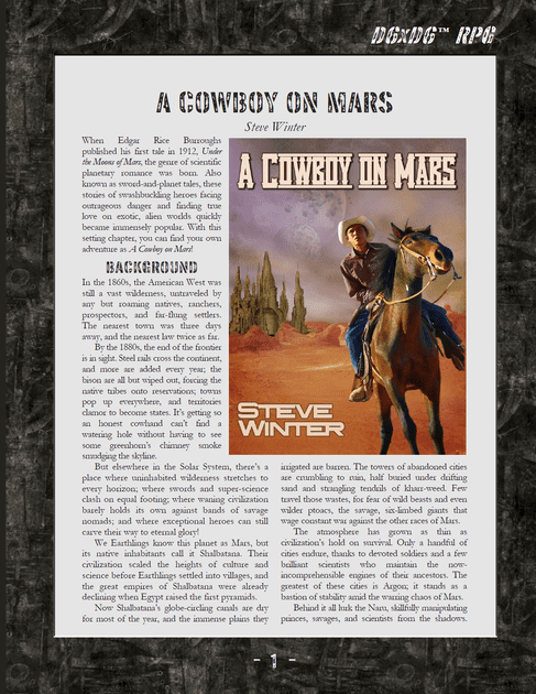 A Cowboy on Mars | RPG Item | RPGGeek
