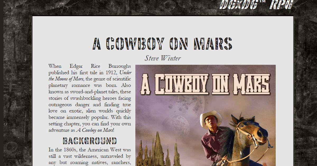 A Cowboy on Mars | RPG Item | RPGGeek