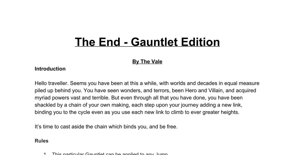 The End - Gauntlet Edition | RPG Item | RPGGeek
