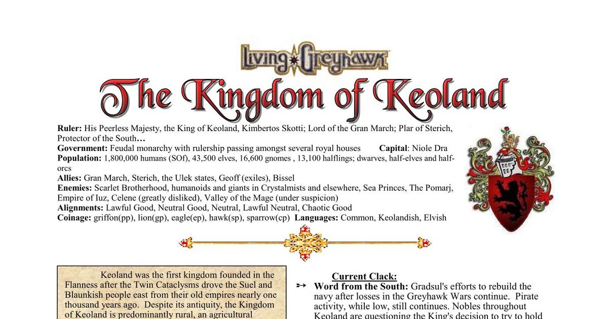 The Kingdom of Keoland | RPG Item | RPGGeek
