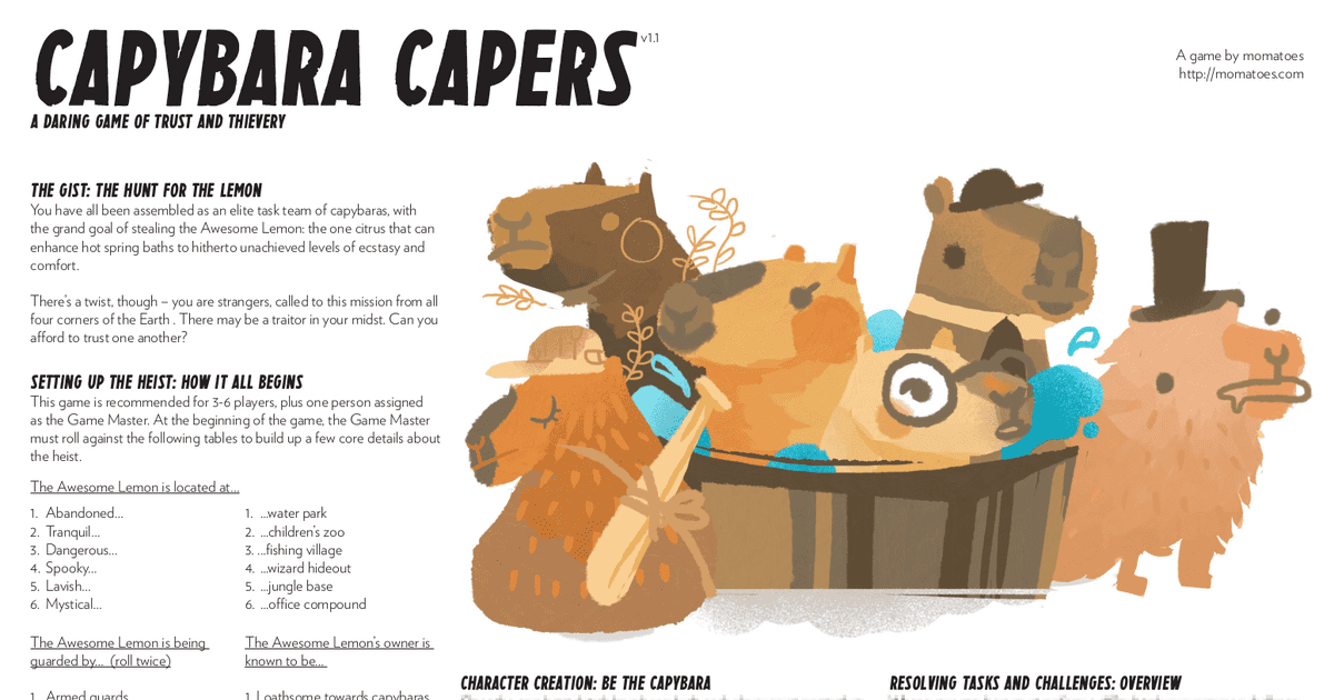 Capybara Capers | RPG Item | BoardGameGeek
