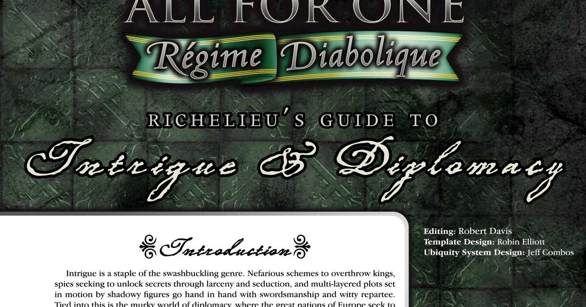 Richelieu's Guide to Intrigue & Diplomacy | RPG Item | BoardGameGeek