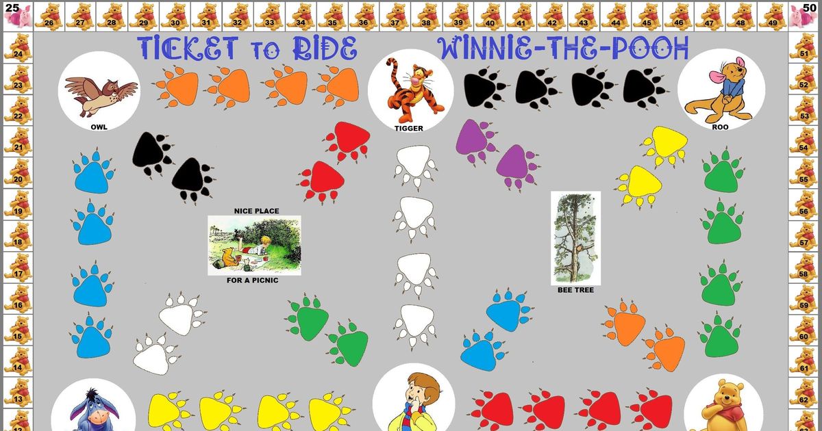 Winnie-the-Pooh (fan expansion for Ticket to Ride) | Board Game ...