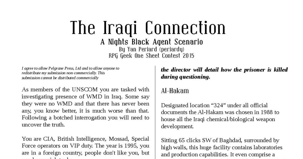 The Iraqi Connection | RPG Item | BoardGameGeek