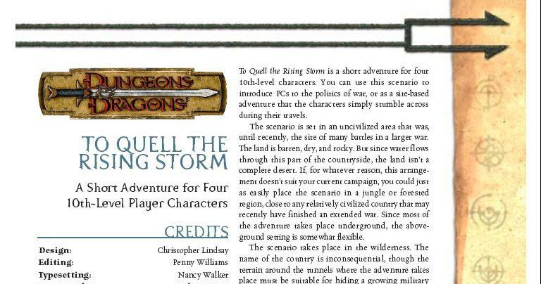 To Quell the Rising Storm | RPG Item | RPGGeek