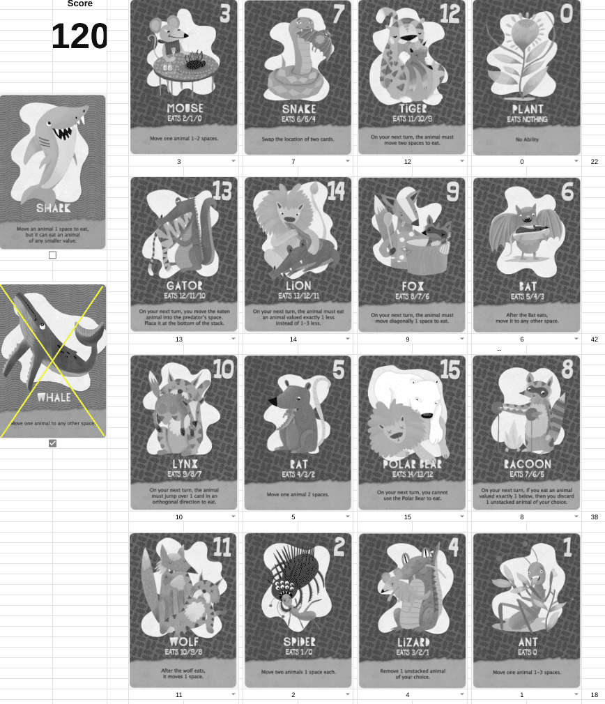 Pete Boteman's Board Game Spreadsheet Builds