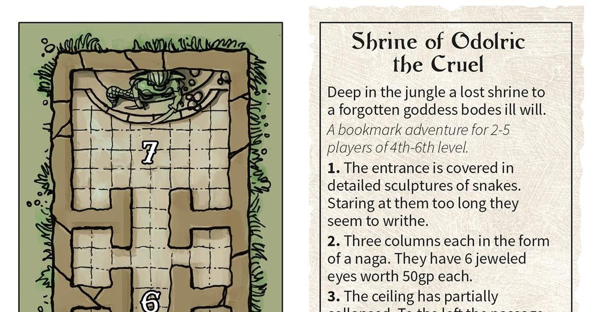 Bookmark Dungeon 1: Shrine of Oldoric the Cruel | RPG Item | BoardGameGeek