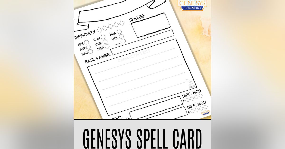 Genesys Spell Card | RPG Item | RPGGeek