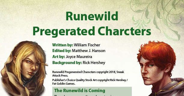 Runewild Pregenerated Characters | RPG Item | RPGGeek