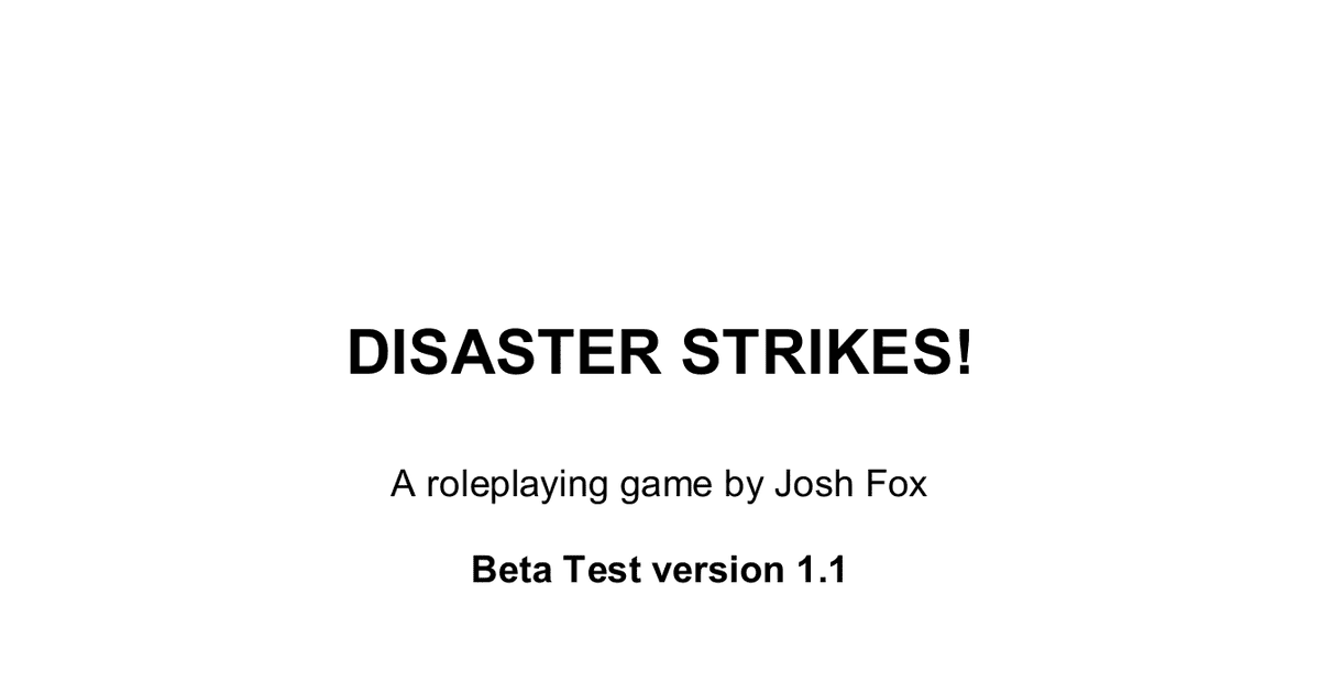 Disaster Strikes! | RPG Item | RPGGeek