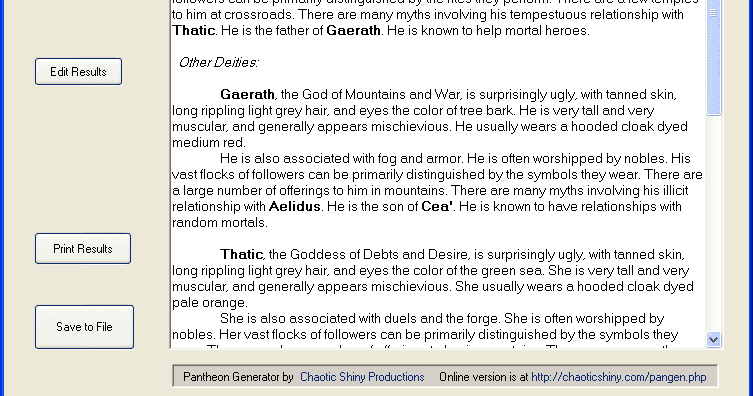 Pantheon Generator | RPG Item | RPGGeek