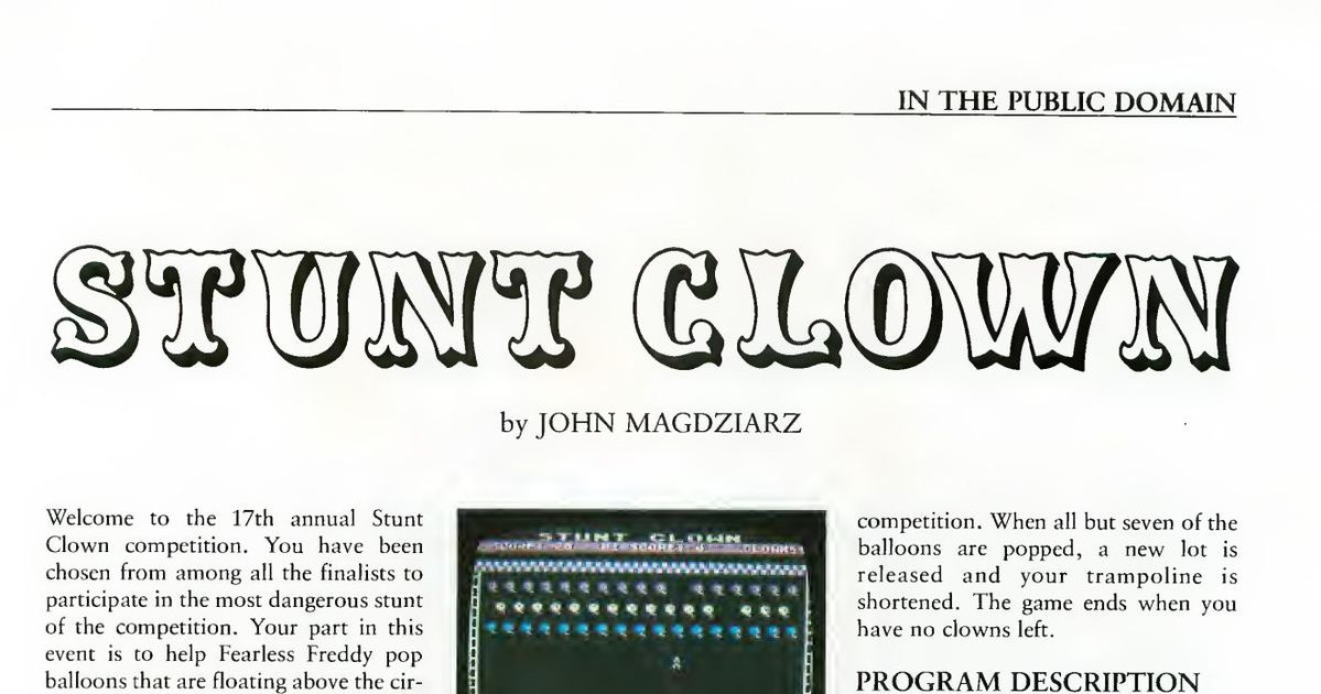 Stunt Clown | Video Game | VideoGameGeek