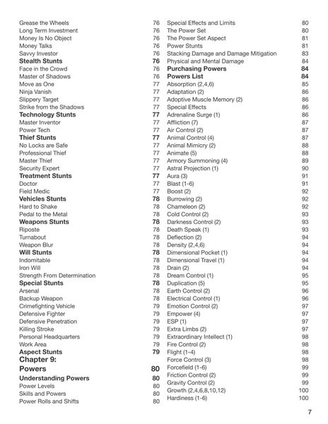 physical powers list