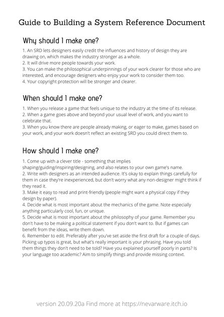 Guide to Building a System Reference Document | RPG Item | RPGGeek