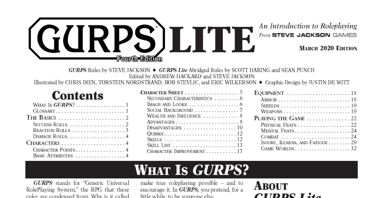 GURPS Lite (4th Edition) | RPG Item | RPGGeek