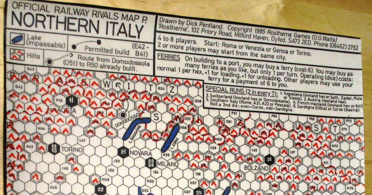 Railway Rivals Map P: Northern Italy | Board Game | BoardGameGeek