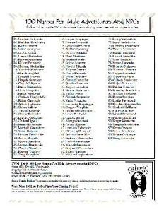 100 Names for Male Adventurers and NPCs | RPG Item | RPGGeek