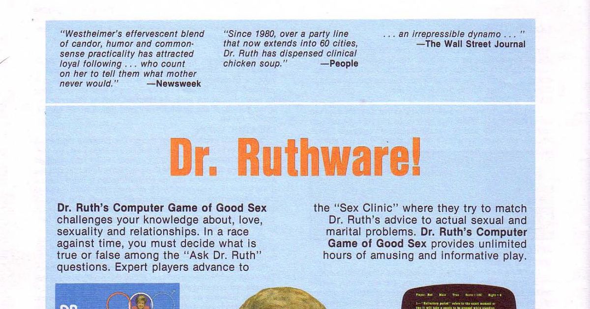 Dr Ruths Computer Game Of Good Sex Video Game Videogamegeek