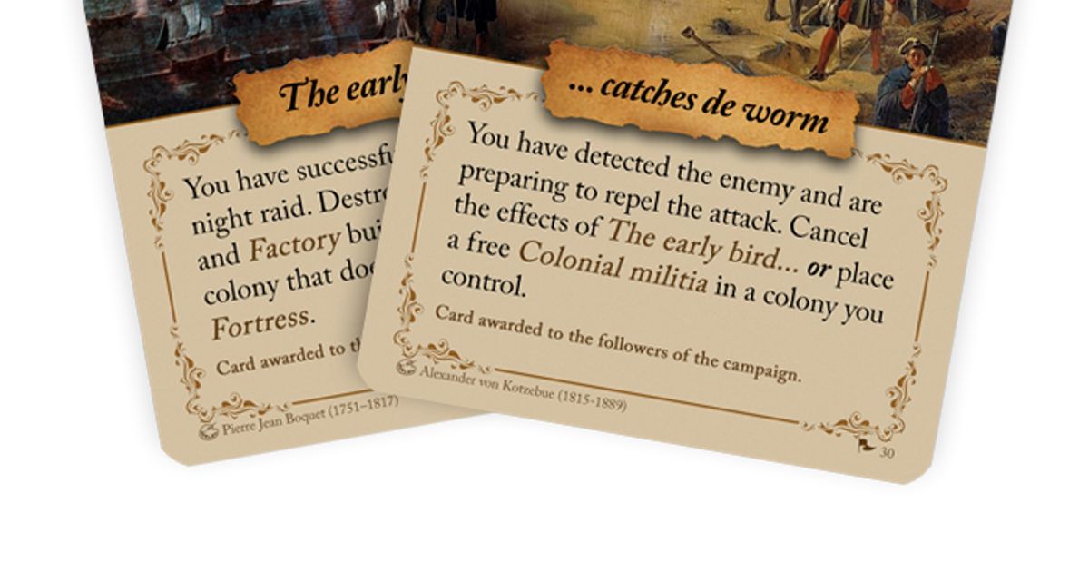 Colonial 1700-1800: Follower Gift Promo Cards | Board Game | BoardGameGeek