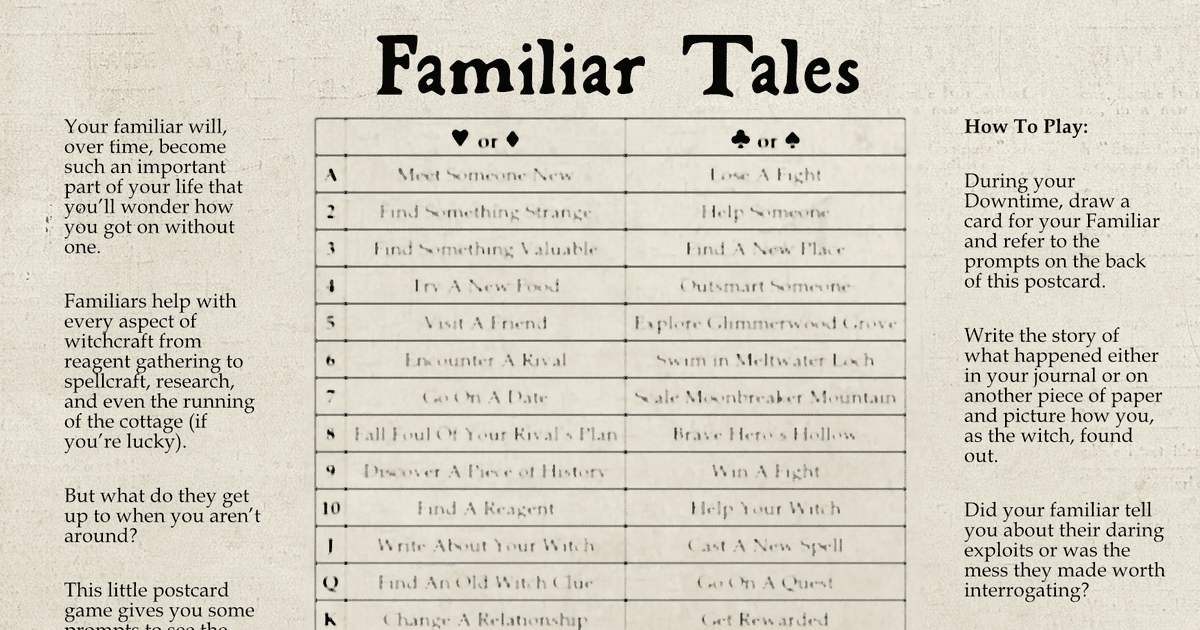 Familiar Tales | RPG Item | RPGGeek