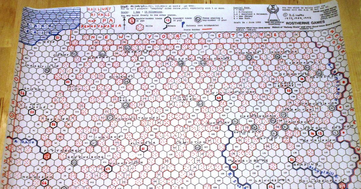 Railway Rivals Map PA: Pennsylvania | Board Game | BoardGameGeek