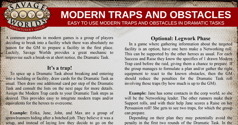 Modern Traps and Obstacles | RPG Item | RPGGeek