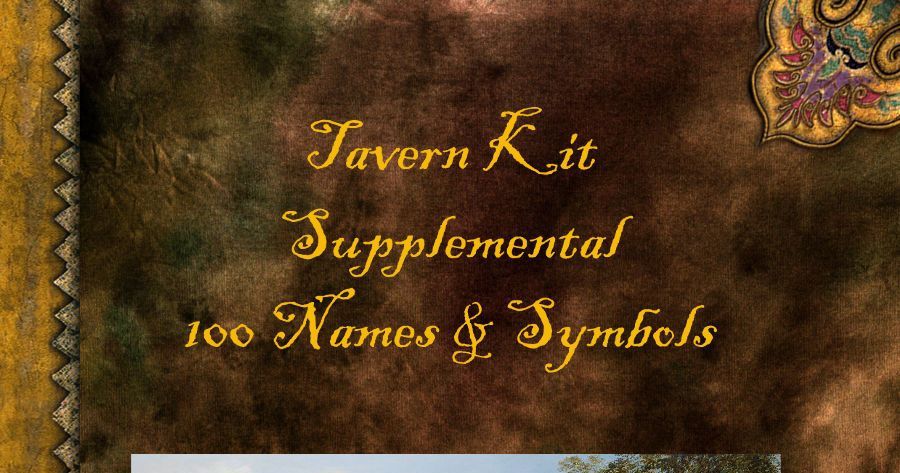 Tavern Kit Supplemental 2: 100 Names & Symbols | RPG Item | RPGGeek
