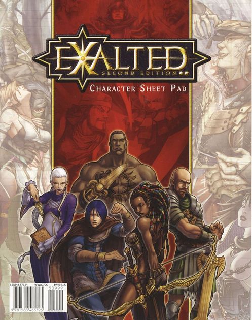 Exalted Second Edition Character Sheet Pad | RPG Item | RPGGeek