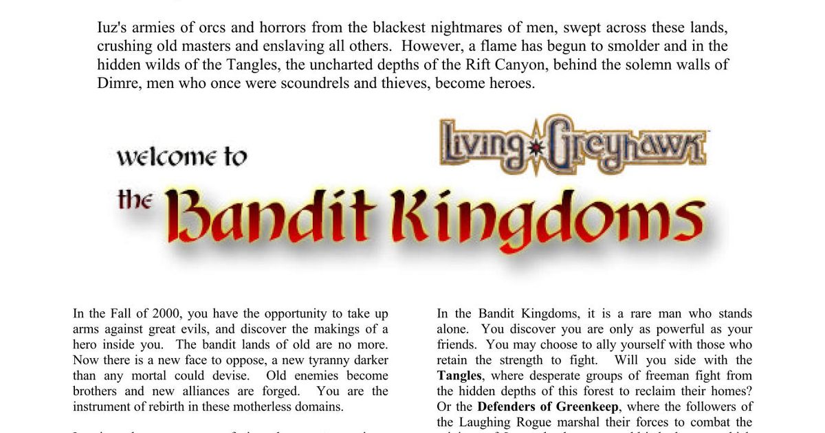 Welcome to the Bandit Kingdoms | RPG Item | RPGGeek