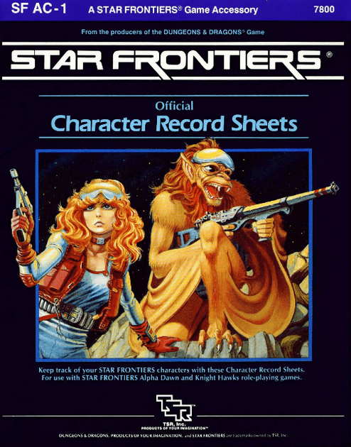 SF AC-1: Star Frontiers Official Character Record Sheets | RPG Item ...