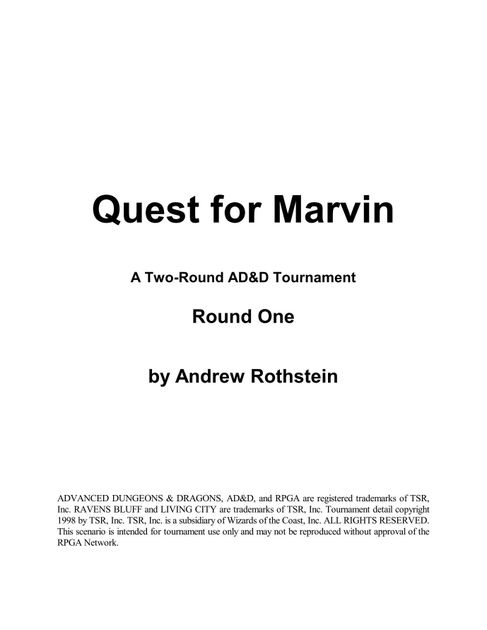 Quest for Marvin | RPG Item | RPGGeek