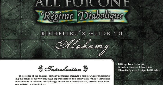 Richelieu's Guide to Alchemy | RPG Item | RPGGeek