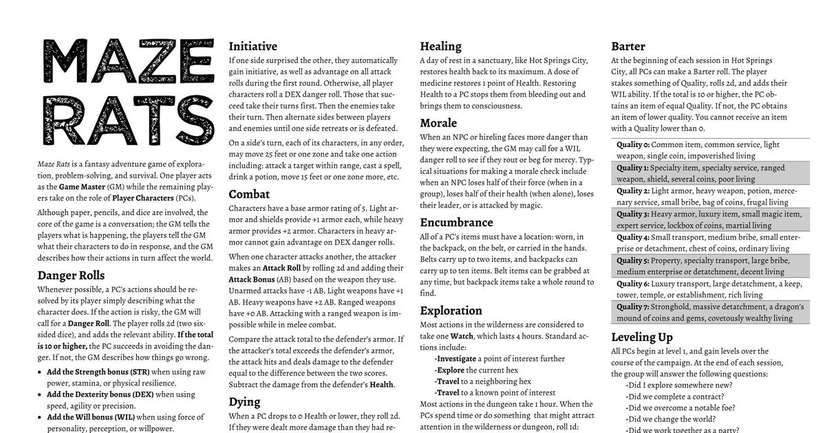 Maze Rats (Version 5.x) | RPG Item | RPGGeek