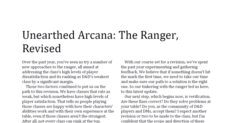 Unearthed Arcana 2016-09-12: The Ranger, Revised | RPG Item | RPGGeek
