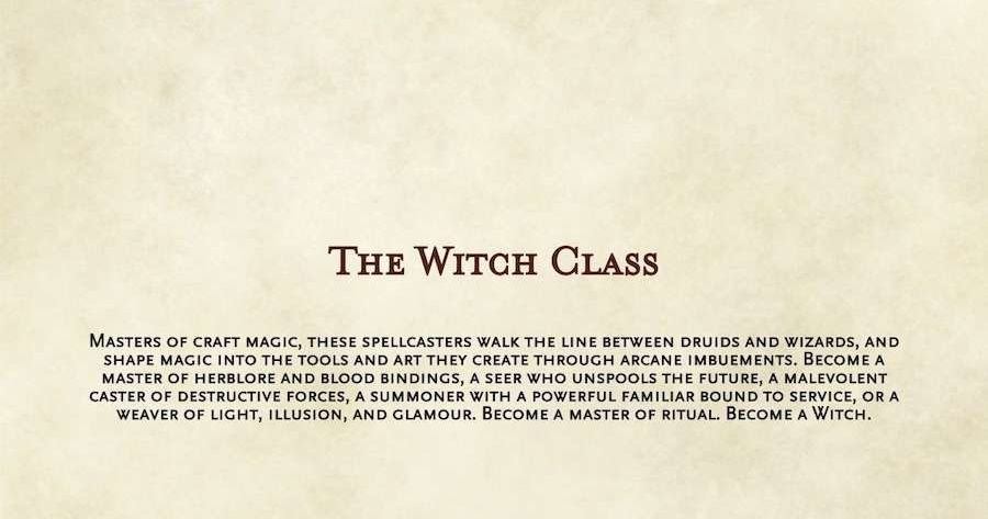 The Witch Class | RPG Item | RPGGeek