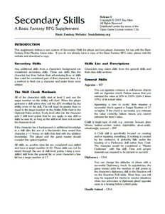 Secondary Skills: A Basic Fantasy RPG Supplement | RPG Item | RPGGeek