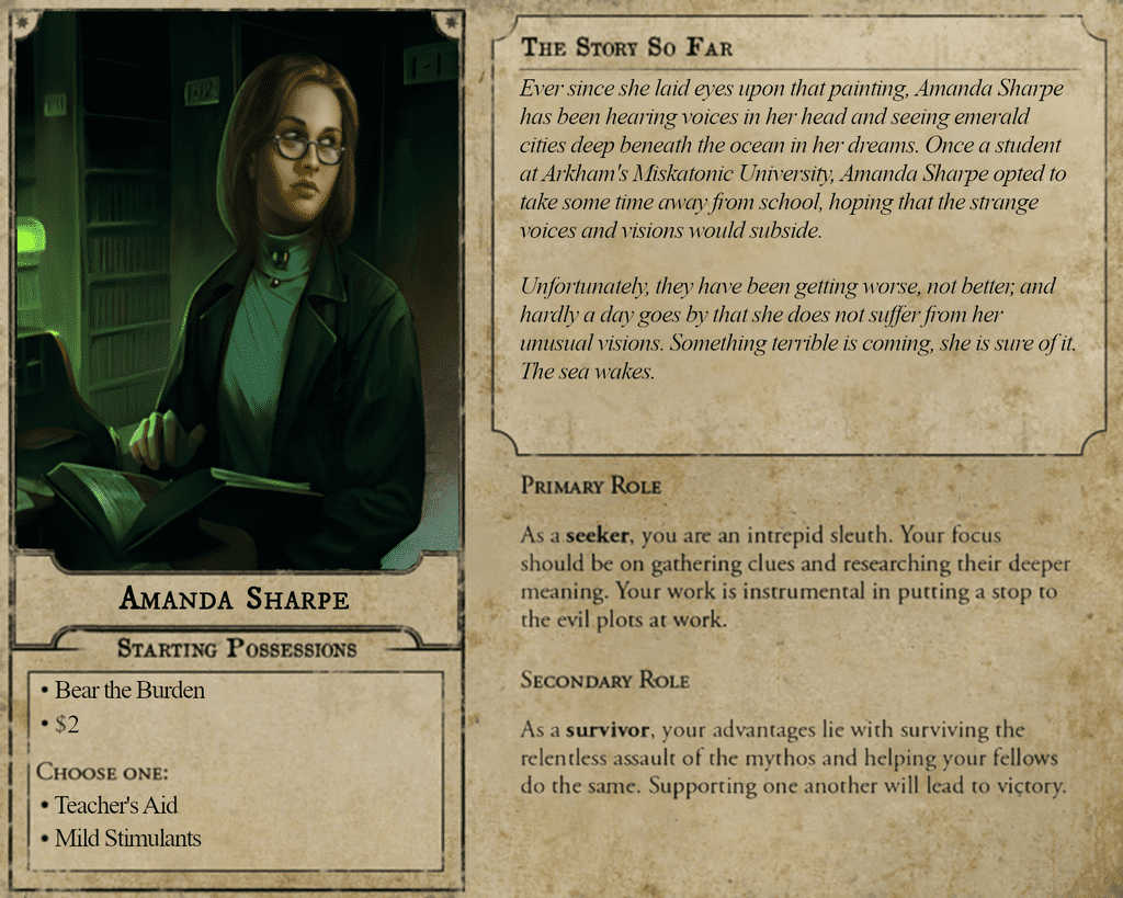 ** Investigator Pack #1 - Amanda Sharpe, the Student (1/5) ** | Arkham Horror (Third Edition)