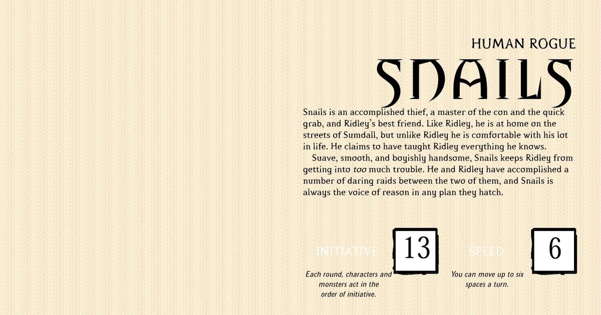 Snails Character Sheet | RPG Item | RPGGeek