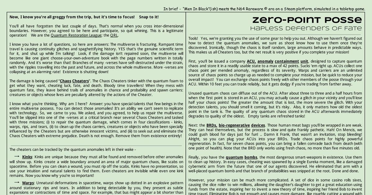 Zero-Point Posse | RPG Item | RPGGeek