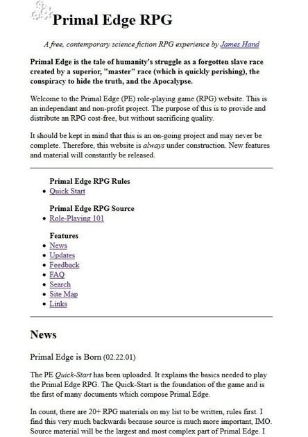 Primal Edge Quick Start | RPG Item | RPGGeek