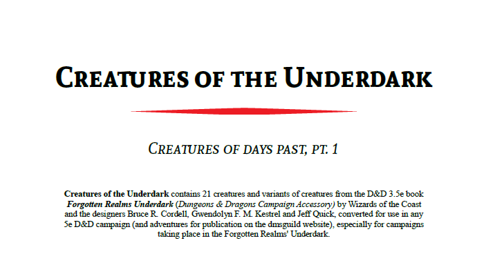 Creatures of the Underdark | RPG Item | RPGGeek