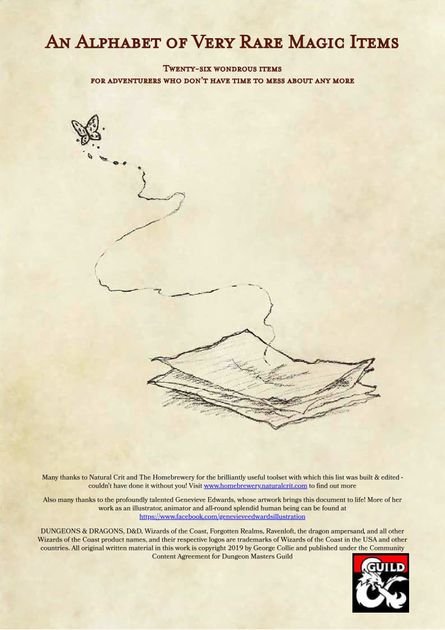 An Alphabet of Very Rare Magic Items | RPG Item | RPGGeek