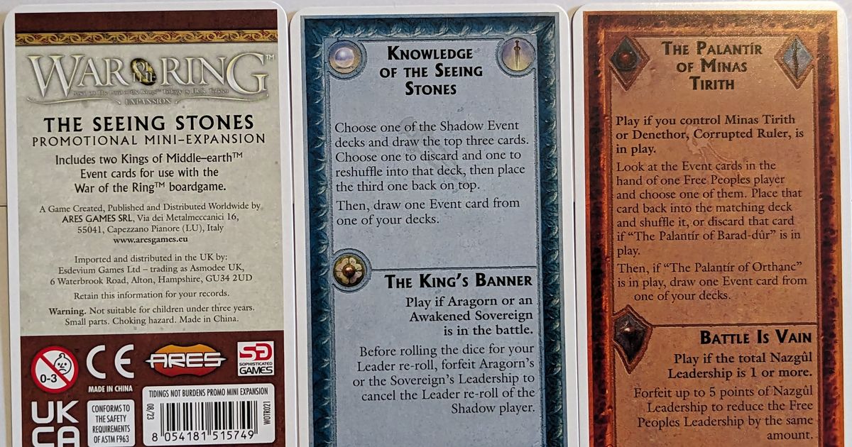 War of the Ring: The Seeing Stones | Board Game | BoardGameGeek