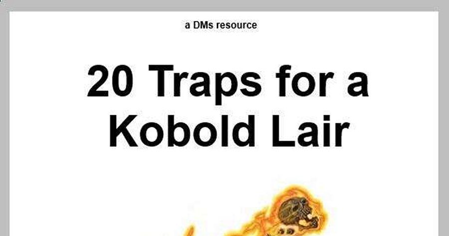 20 Traps for a Kobold Lair | RPG Item | RPGGeek