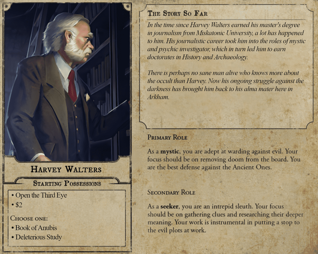 ** Investigator Pack #2 - Harvey Walters, the Professor (4/5) ** | Arkham Horror (Third Edition)